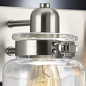 Urban Ambiance Luxury Modern Farmhouse Bathroom Vanity Light, Large Size: 8.625" H x 30.25" W, with Industrial Style Elements, Brushed Nickel Finish, UHP2144 from The Bridgeport Collection