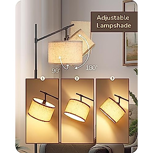 EDISHINE Modern Dimmable Floor Lamp, 63.8" Standing Lamp with Remote Control, E26 Socket, ACR Floor Lamp with Beige Shade for Bedroom, Living Room, Office, LED Bulb Included (Black)