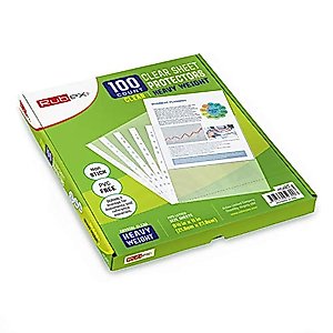 Heavyweight Sheet Protectors, Holds 8.5 x 11 inch Sheets, 9.25 x 11.25 inch Top Loading, Clear, Reinforced 11-Hole, Acid-Free, Archival Safe for Documents and Photos (100 Sheets)