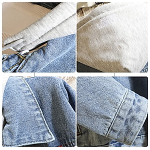 DOSLAVIDA Men's Distressed Denim Jacket Unisex Button Down Jean Coat Casual Long Sleeve Trucker Hooded Jackets Outwear