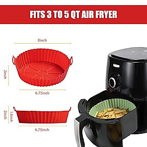 3 Pack Air Fryer Silicone Liners-Zmerob Reusable Silicone Bowl Basket for 3 to 5 QT Ninja Air Fryer, Food Grade Airfryer Basket Bowl Pot,Baking Tray Cooking Oven Accessories(Top 8in / Bottom 6.75in)