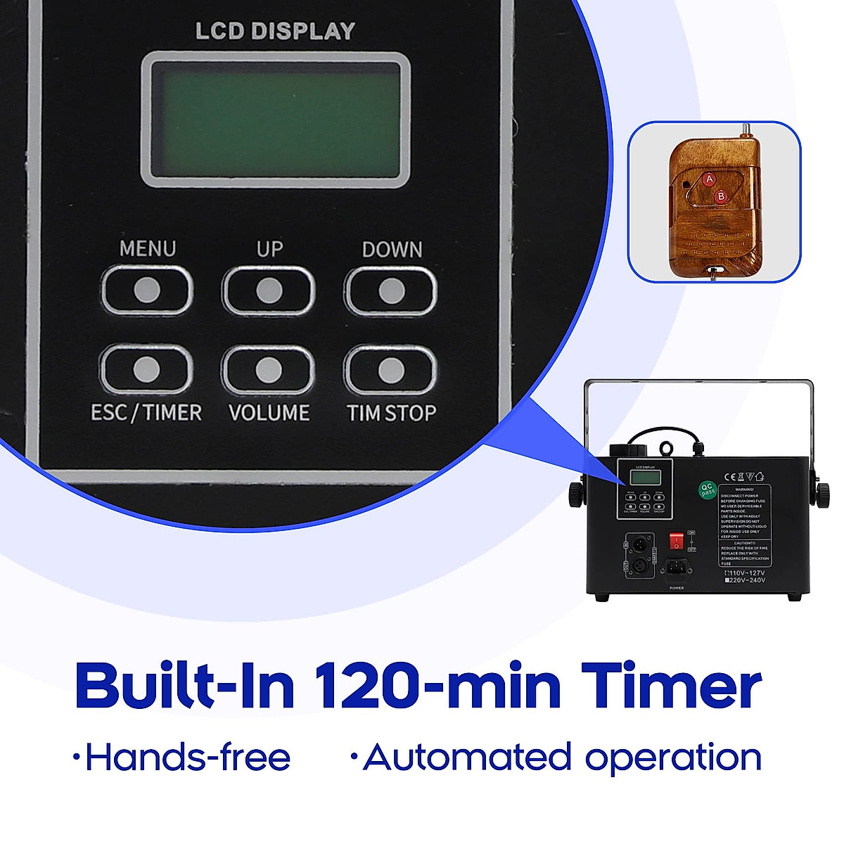 TCFUNDY 1500W Fog Machine with 16 LED Lights, Haze Machine 10000CFM with Timer Continuous Spray, Halloween Smoke Machine Stage Effect DMX Hazer, w/Remote Control, for Party Wedding Disco Performance