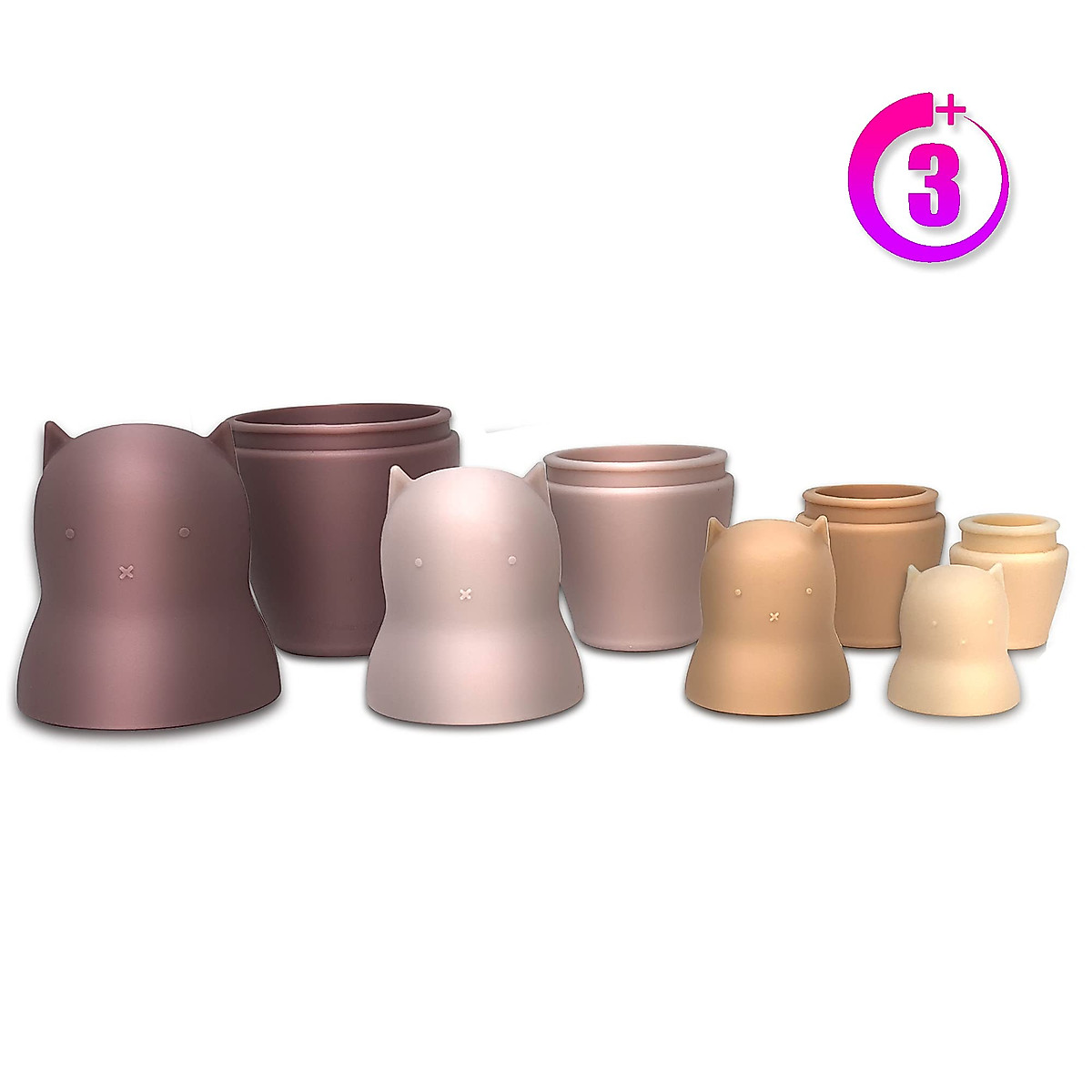 BraveJusticeKidsCo. Hide N Seek Toddler (3+) Silicone Stacking Nesting Dolls Toy: Kozy Kittens