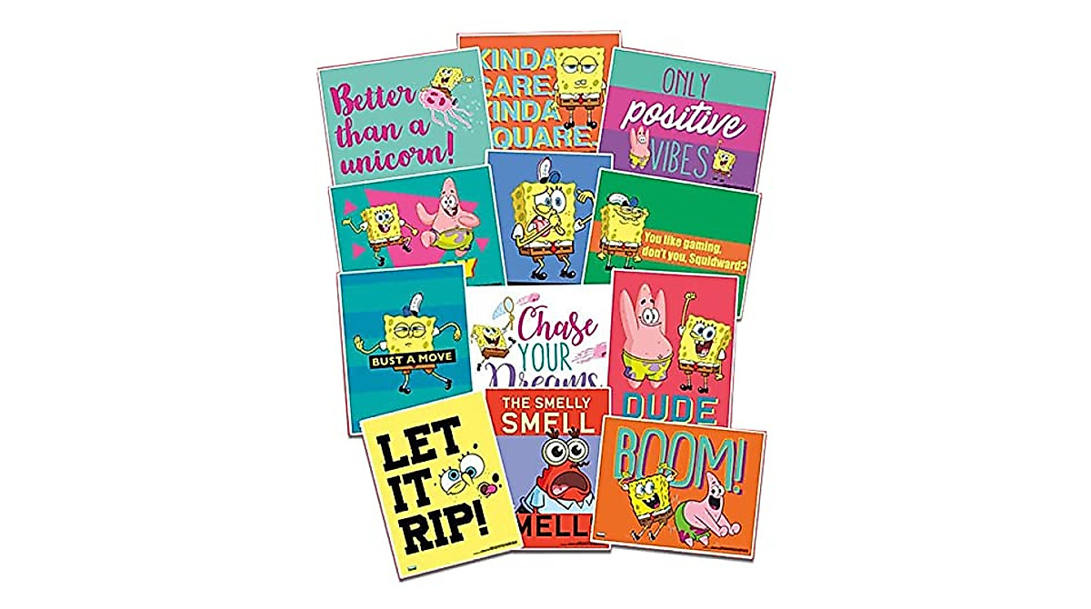 SpongeBob Poster Pack for Kids - 12 Vibrant Wall Art & Stickers