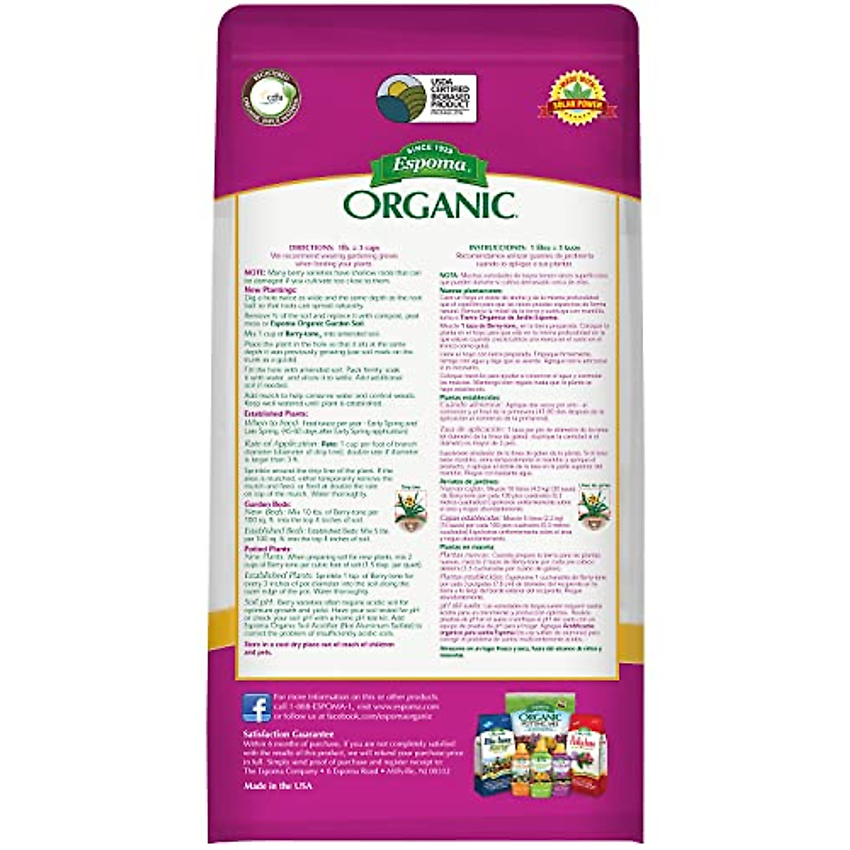 Espoma Organic Berry-Tone 4-3-4 Natural & Organic Fertilizer and Plant Food for All Berries. 4 lb. Bag. Use for Planting & Feeding to Promote Bountiful Harvest