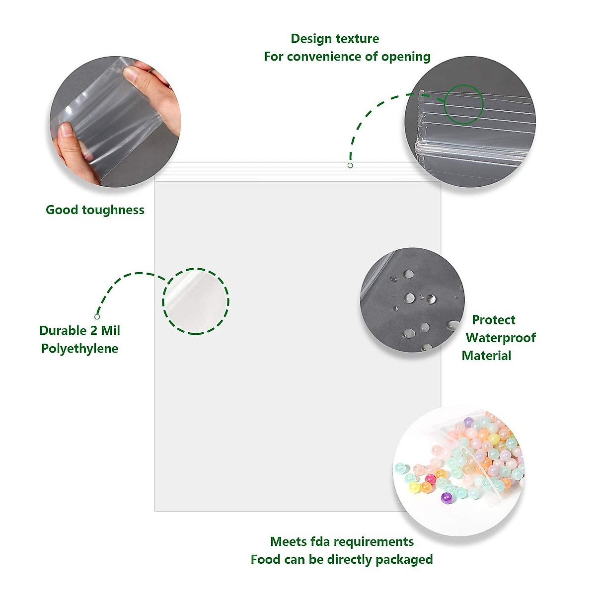 500Pcs Mini Ziplock Bags 2 x 2 Inches | Small Ziplock Bags | Tiny Ziplock Bags | Small Plastic Bags | Small Jewelry Bags | Small Zip bags | Plastic Bags for Jewelry