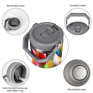 30oz Stainless Steel Insulated Tumbler with Flip Lid & Straw, Leakproof Travel Mug for Car, Colorful Candy Double Wall Vacuum Thermal Coffee Cup with Handle, Spill-Proof Design for Hot/Cold Drinks