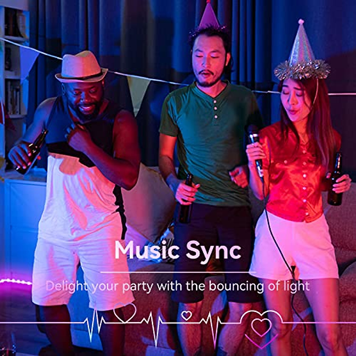 Led Strip Lights, 16.4ft Smart Lights with App Remote Control, RGB Color Changing Led Lights for Bedroom, Home, TV, Parties and Christmas Decoration