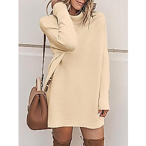 ANRABESS Women Oversized Turtleneck Sweaters 2023 Fall Trendy Long Sleeve Casual Loose Fit Baggy Chunky Rib Knit Slouchy Tunic Sweater Dress Warm Winter Clothes A277-kaqi-S Apricot