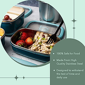 Easy Togo 3 Pack Stainless Steel Food Containers with Silicon Lid & Non-Slip Exterior, LeakProof, Airtight Rectangular Portion Control Storage Lunch Box, Togo Lunch Containers for Adults - Green