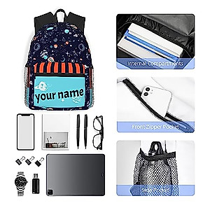 J&SBGFT Custom Backpack for Boys Girls,Personalized Toddler Backpack with Name,Customization Space Print Kid School Backpack Cute Bookbag 15in