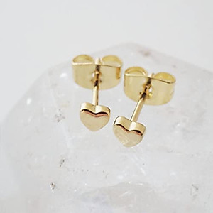 Honeycat Tiny Heart Stud Earrings in 18k Gold Plated | Minimalist, Delicate Jewelry (Gold)