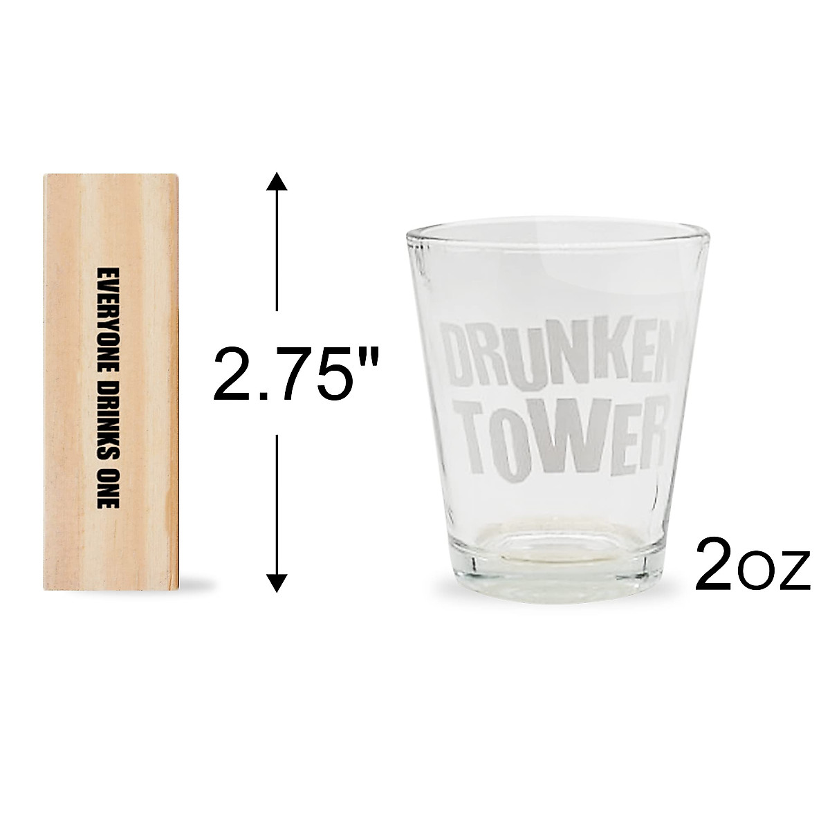 ArtCreativity Tumbling Tower Drinking Game, Drinking Game with 4 Glasses and 60 Wooden Blocks with Challenges, Fun House Party Games for Game Night, Great Gift Idea