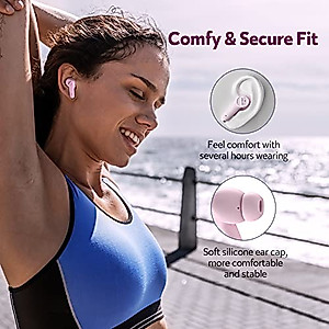 Wireless Earbuds Noise Cancelling Bluetooth Headphones with Microphone ENC Earphones in-Ear 40H Playtime Anti-Mistouch Design Game Music Dual Mode 3D Immersive Sound (Pink)