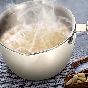 Luxshiny Pour Oil Small Pot Nonstick Saucepan Small Pots for Cooking Small Sauce Pan Yukihira Saucepan Caraway Cookware Small Casserole Water Ladle Baby Turkey Stainless Steel Wooden Handle