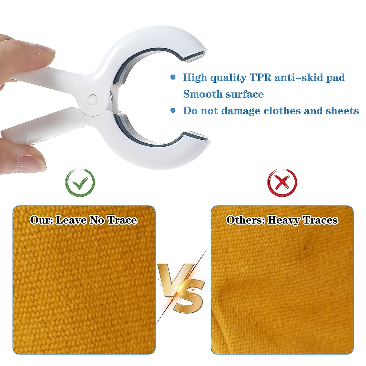 Jeffdad 8Pcs Beach Towel Clips, Large Bath Towel Clips Heavy-Duty Plastic Clothes Pins Quilt Drying Clips, for Clothes, Bed Linen, Bath Towel, Beach Towel to Dry on Clothesline and Hanging Rack