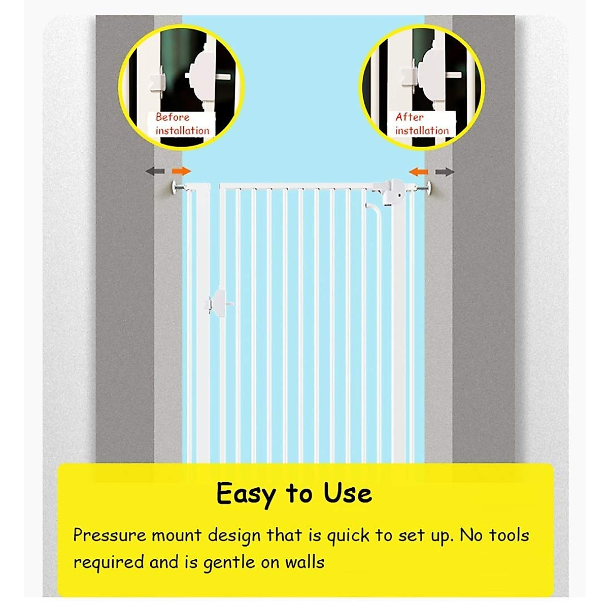 Pet Safety Gate Extra Tall 120cm Pet Gate For Dogs and Cats, Baby Safety Gate for Doorways/Stairs/Hallways, White Metal Encrypted Barrier Indoor Safety Gates for Children & Pets, Fits 66-130cm Wide Pe