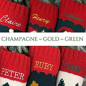 Personalized Hand Knit Mary Red Wool Snowman Chirstmas Stocking with Optional Personalization