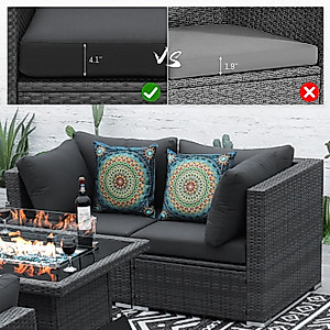 BULEXYARD 1 Piece PE Rattan Patio Furniture Corner Sofa with Thick Cushions Outdoor Wicker Seating for Backyard, Deck, Garden, Balcony (Dark Grey)