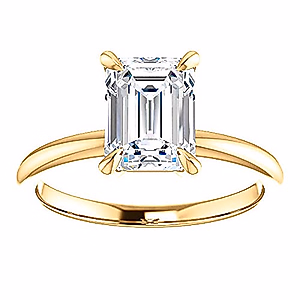 10K Solid Yellow Gold Handmade Engagement Ring 3 CT Emerald Cut Moissanite Diamond Solitaire Wedding/Bridal Ring Set for Women/Her Propose Ring (9)