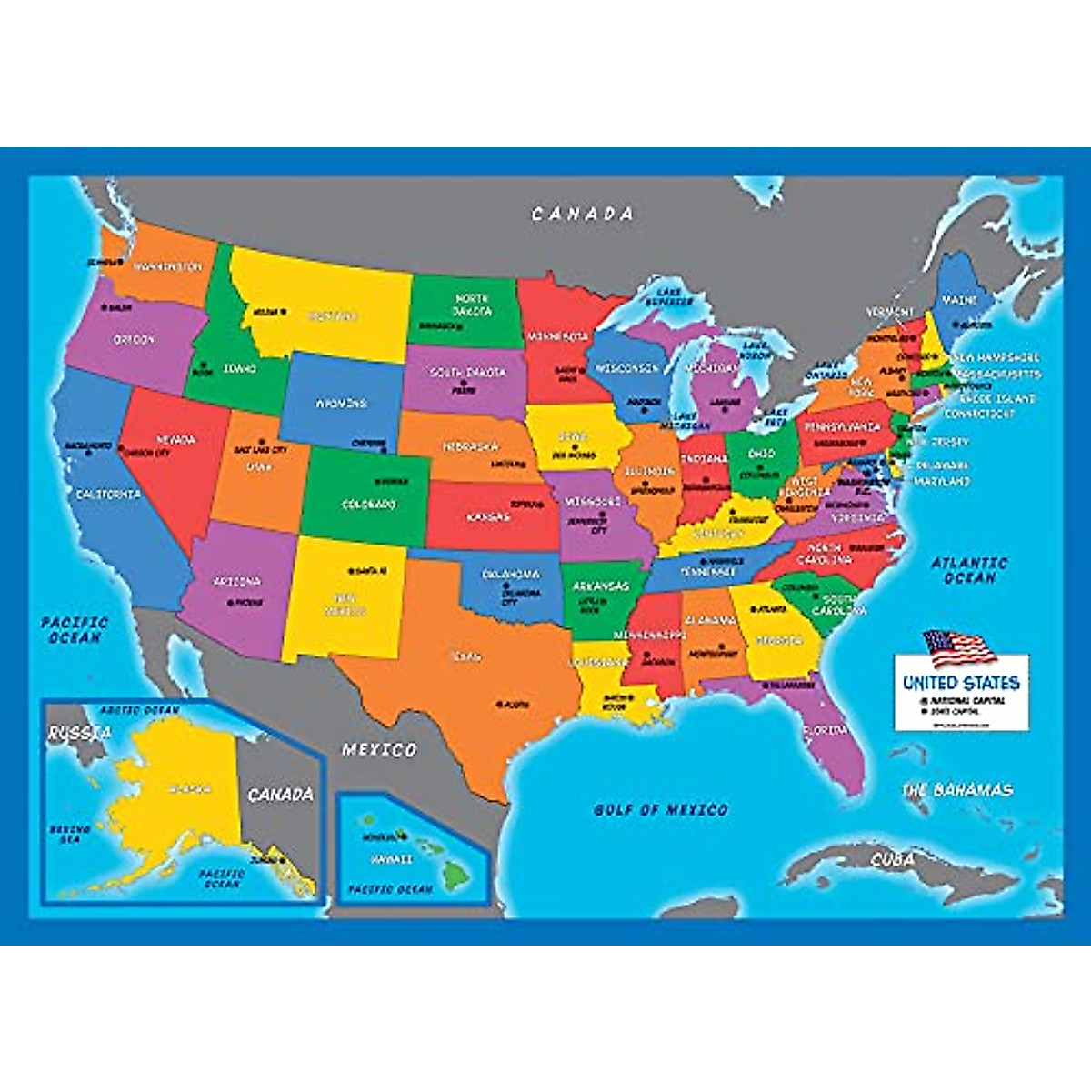 Palace Learning 3 Pack - World & USA Map Chart [Blank Short] + Numbers 1-100 Poster for Kids (LAMINATED, 18” x 24”)