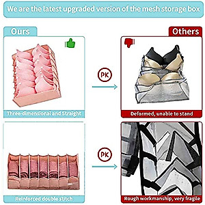 ZYDZ Closet Organizers and Storage, 3 Set Clothing Underwear Bra Sock Lingerie Chest Ties Small Parts Collapsible Organizer Drawer Divider for Bedroom, Pink