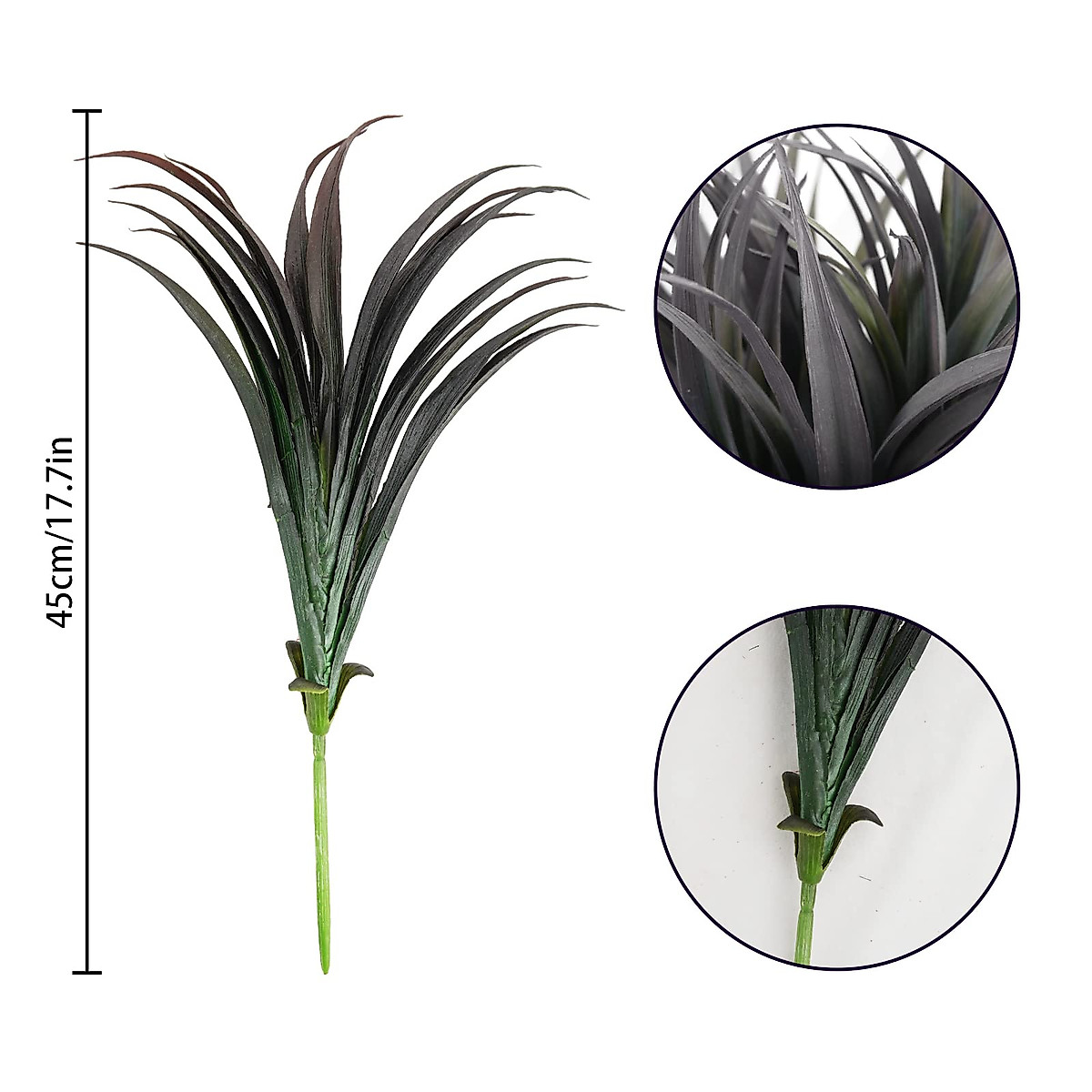 Phliofd 6Pcs Artificial Grass Fake Plants 17.3in Outdoor Plants UV Resistant Faux Greenery Stems Fake Grass for Home Window Garden Office Patio Pathway Front Porch Halloween Décor Green & Black