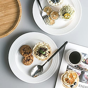 Ceramic Dinner Plates Set of 6, 8.7 Inch Pasta Salad Plate Set, Kitchen Serving Dishes White Dinner Plates for Party, Lunch, Appetizer, Large Dinnerware Plates for Kitchen - Dishwasher, Microwave Safe