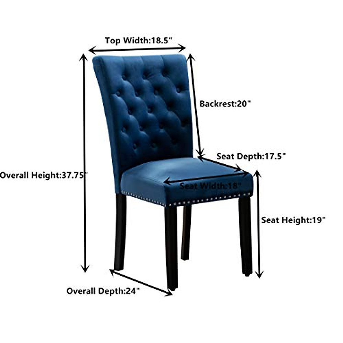 Per-Home Parsons Upholstered Accent Dining Chair, Set of 2, Wood (Blue)