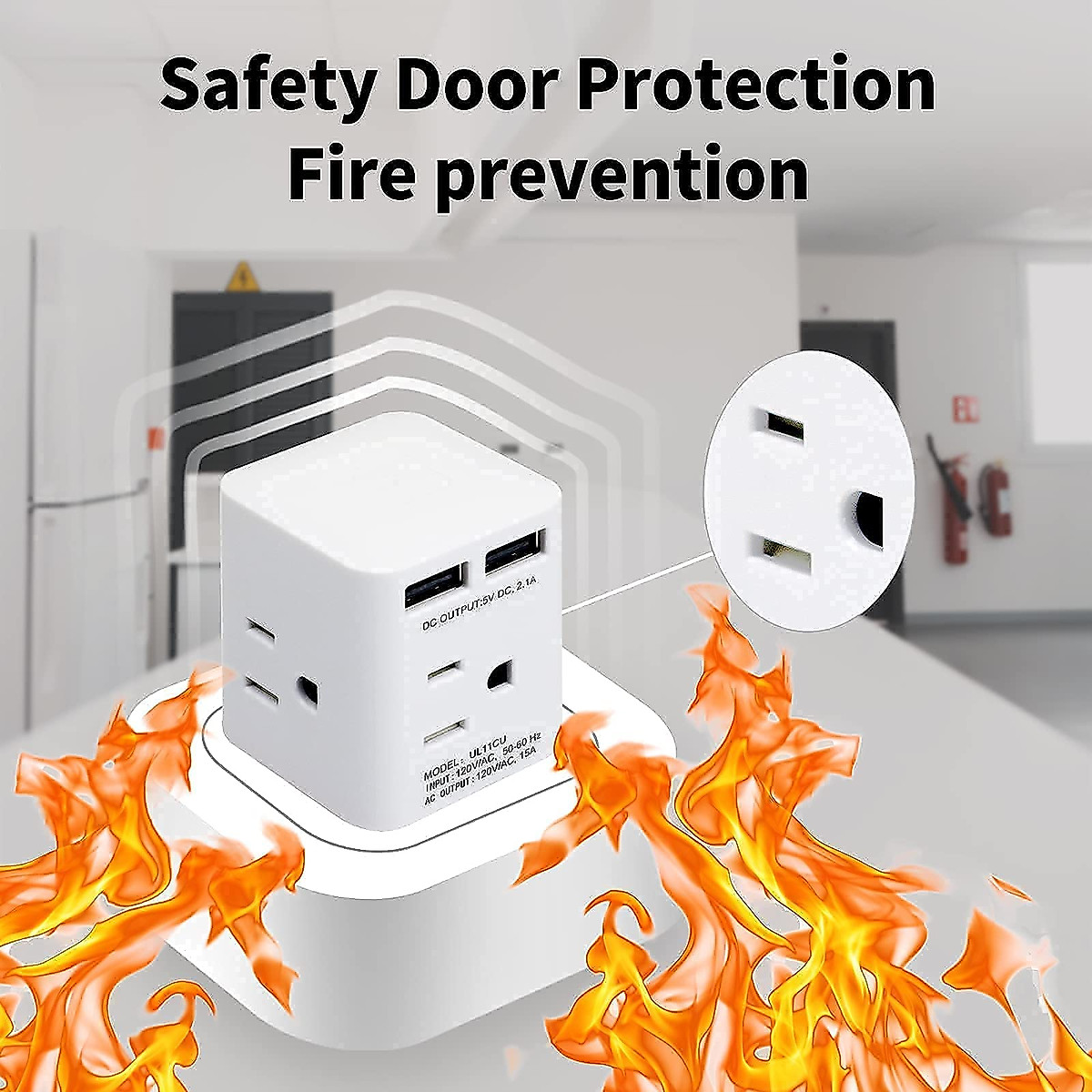 2 PCS Multi Plug Outlet Extender,Plug Adapter,Wonplug Multiple Plug Outlets with 4 AC Electrical Sockets,3 Prong to 2 Prong Adapter USA Portable Design for Home Office Hotel Travel,White