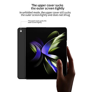 XIMAND for Samsung Galaxy Z Fold 5 5G Case with S-Pen Holder Pocket, Kickstand,Luxury Flip Plating Shockproof Glass Hybrid Leather All-Inclusive Flip Cover.(Grey)