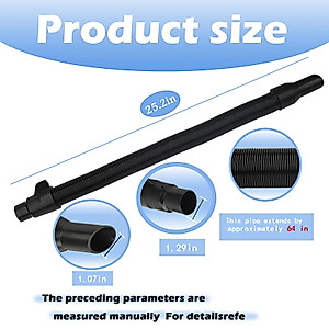 Follde 14-37-0105 Vacuum Hose Compatible For Milwaukee M18 Packout Vacuum 0970-20 0880-20, Vac Hose Fit 18V 2.5 Gallon Wet/Dry Shop Vac Hose Assembly (14-37-0105 Vacuum Hose)