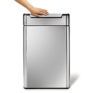simplehuman 48 Liter / 12.7 Gallon Touch-Bar Dual Compartment Kitchen Recycling Trash Can, Brushed Stainless Steel