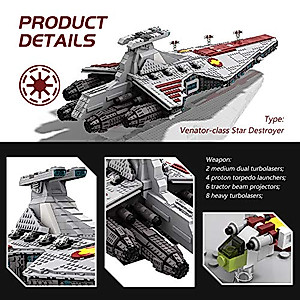 Venator-Class Republic Attack Cruiser Building Kit MOC Model Toys Building Tiles for Creative Open-Ended Play Building Blocks for Kids and Adult 2565 PCS