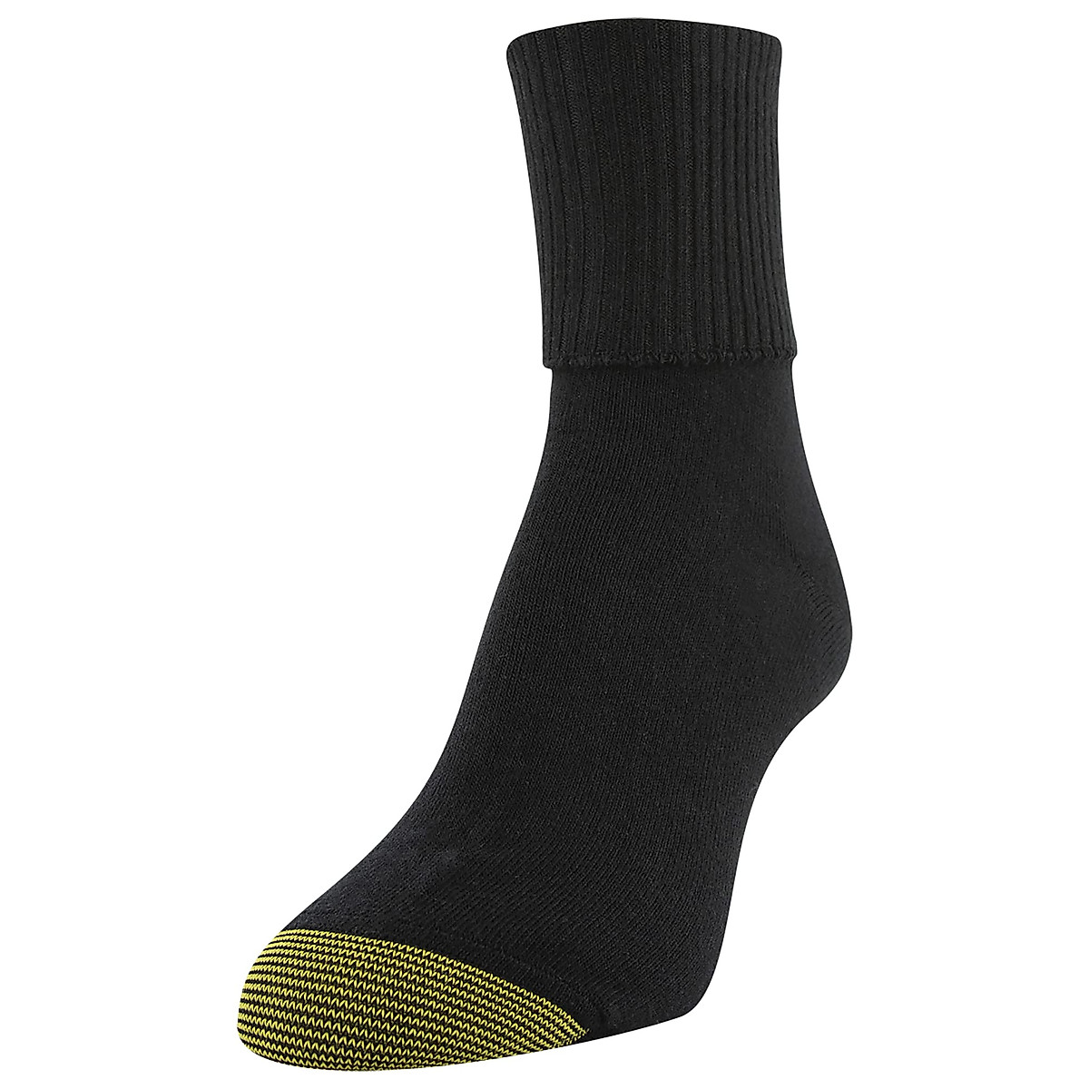 GOLDTOE Women's Classic Turn Cuff Socks, Multipairs, Black (6-Pairs), Medium