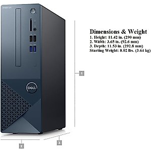 DELL Newest Inspiron 3020S Small Desktop, Intel Core i5-13400, 16GB DDR4 RAM,1TB SSD, Intel UHD 730 Graphics, Win 11 Pro, Bluetooth, WiFi, Mist Blue