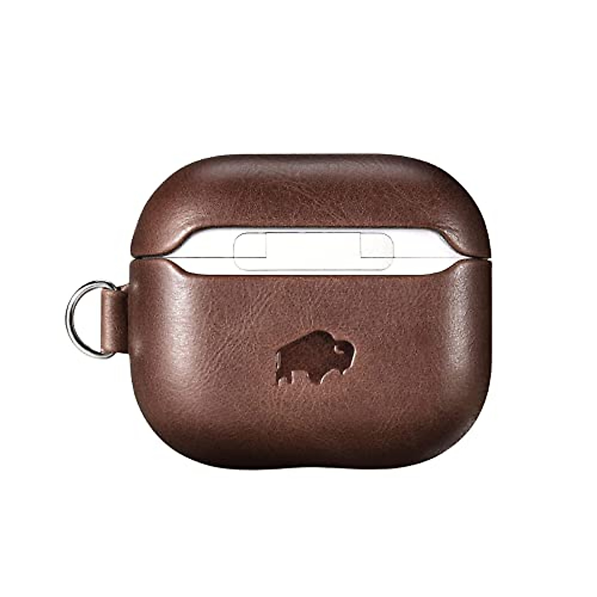BlackBrook Airpods 3 Case, Hudson Detachable Premium Genuine Leather Protective Hard Case Cover with Fastener Clip and Attachment for Apple AirPods 3 (Brown)