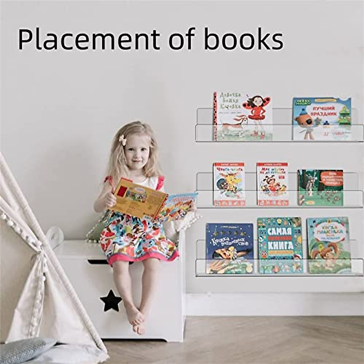 facinlay Acrylic Shelves, Clear Floating Shelf, Wall Ledge Bookshelf,Kids Bookshelf, Invisible Spice Rack, Thick Bathroom Storage Shelves, Display Organizer for Office Kitchen, 15" L, Set of 3