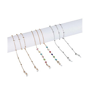 Sidelinx Glasses Chain (3 Pack) - Gold and Silver Eyeglass Chains - Glasses Strap for Women - Beaded and Gemstone 3 Pack