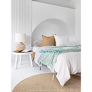 Sophia-Art Luxury Crushed Velvet Throw Blanket with Tassels Sofa Bed Soft Blankets Boho Warm Throws Cozy Plush Lightweight Pet (50x60 inches, Sage Green)