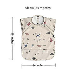 GZMM Waterproof Baby Bibs,Infant Toddler Extra Cover Feeding Bib With Food Catcher,Easy Clean & Washable