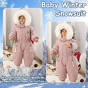 AIKSSOO Kids Baby One Piece Snowsuits Overalls Ski Suits Jackets Coats Jumpsuits Winter Outdoor Snowboarding Pink