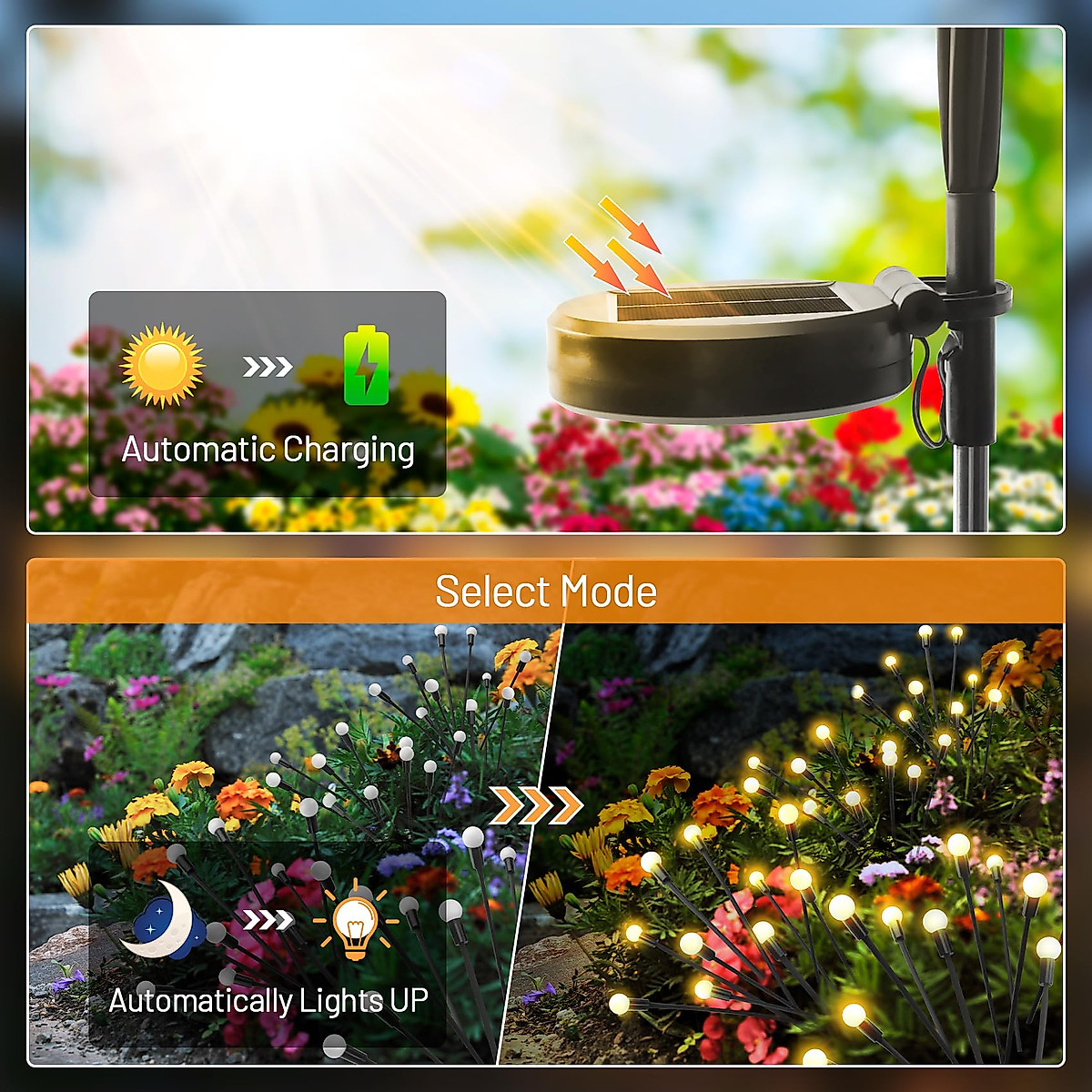 Msqlnde Solar Garden Lights, 8 Pack 80 LED Solar Lights Outdoor Waterproof,New Upgraded Firefly Pathway Lights Sway by Wind for Outside Yard Patio Walkway Decoration