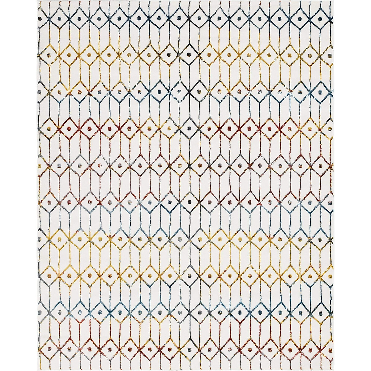 Rugs.com Lattice Trellis Collection Rug – 8' x 10' Multi Low-Pile Rug Perfect for Living Rooms, Large Dining Rooms, Open Floorplans