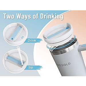 DLOCCOLD 40 oz Stainless Steel Tumbler with Handle, Insulated Tumbler With Lid & Straw, Travel Mug Cup Holder Friendly, Reusable Large Tumbler for Water, Iced Tea or Coffee, Gift for Men Women