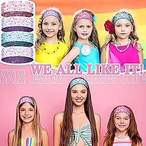 6 Pieces Unicorn Headbands for Girls Cute Elastic Bandeau Adjustable Wide Rainbow Headband No Slip Little Girl Hair Accessories Neck Gaiter Party Favors Stretch Hippie Turban for Children Kids Toddler