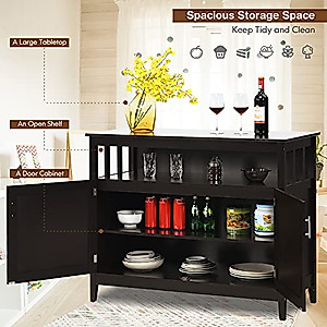 Costzon Buffet Cabinet with Storage, 45"L x 20"D x 36"H Large Wooden Kitchen Sideboard with 2-Level Shelf, Open Doors, Coffee Station Side Boards for Living Room, Home Coffee Bar, Bathroom (Espresso)