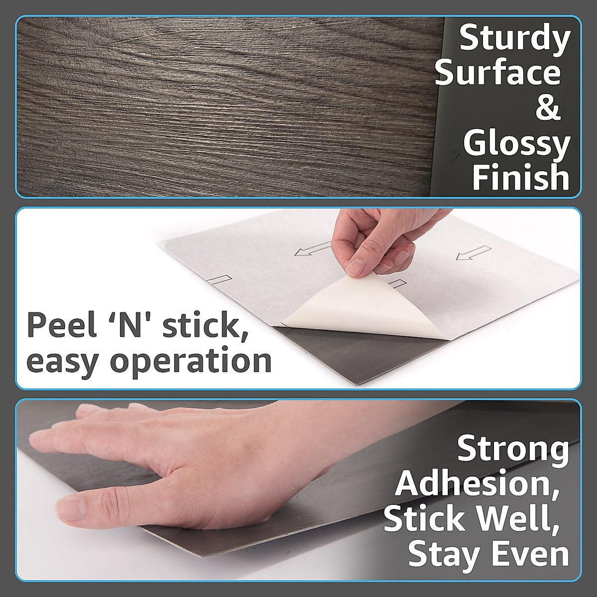 Art3d Peel and Stick Vinyl Floor Tiles 30-Pack 12 x 12 inch, Self Adhesive Waterproof Flooring Wood Planks for Kitchen, Dining Room, Bedrooms, Cover 30 Sq. Ft, Dark Brown Oak