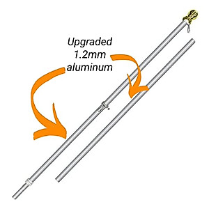 Grace Alley Flag Pole: 6 Foot Tangle Free Spinning Flag Pole. Residential or Commercial Flag Pole. Wind Resistant/Rust Free. (Silver)