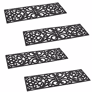 BIRDROCK HOME Rubber Stair Treads for Outdoors | Non-Slip Weather Resistant Mats for Garden, Walkways, Patios & Wood Steps | Beautifully Designed for Yard &Landscaping | 4 Pack | 10" x 30"